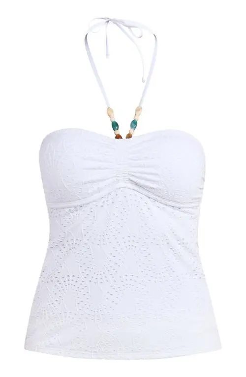 La Blanca Shellbound Eyelet Bandeau Tankini Top - White