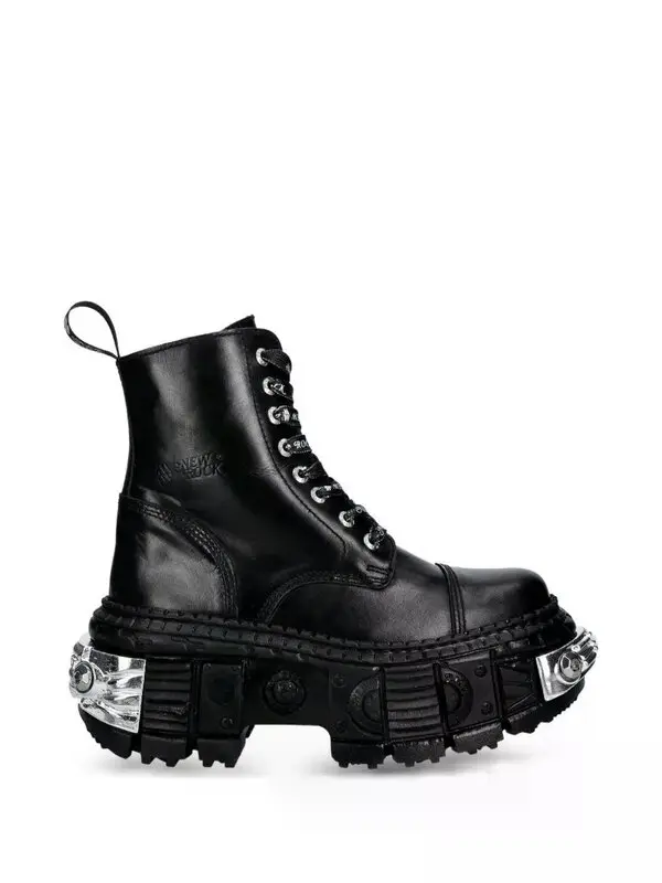 NEW ROCK M-wall083c-s4 Lace-up Platform Boots - Black