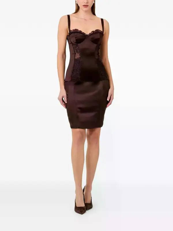NICHOLAS Dayane Lace-trim Midi Skirt - Brown