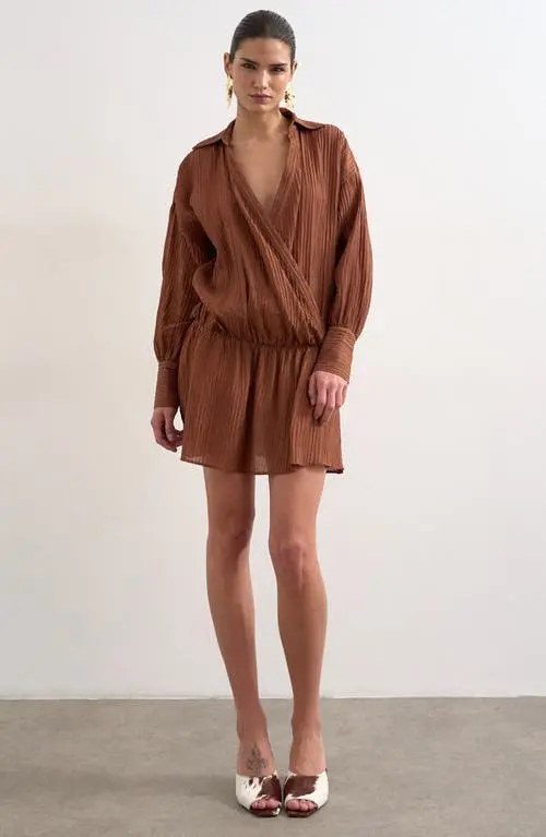 Topshop Long Sleeve Ribbed Shirt Dress