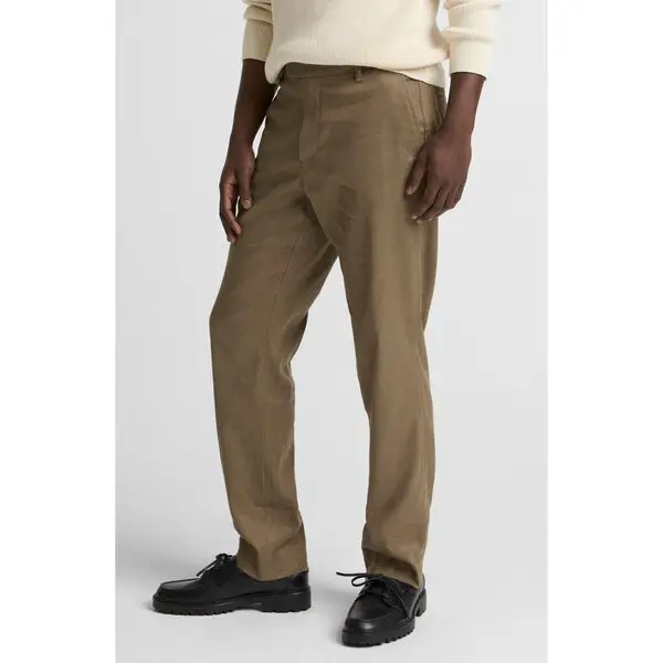 Vince Owen Linen & Cotton Blend Extended Tab Pants - Kalamata