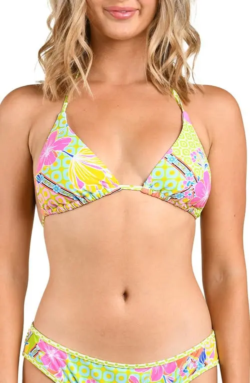 CITRUS Across The Universe Triangle Bikini Top - Green Multi