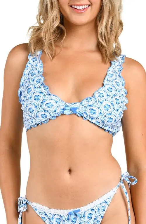 CITRUS Penny Merrow Floral Bikini Top - Light Blue