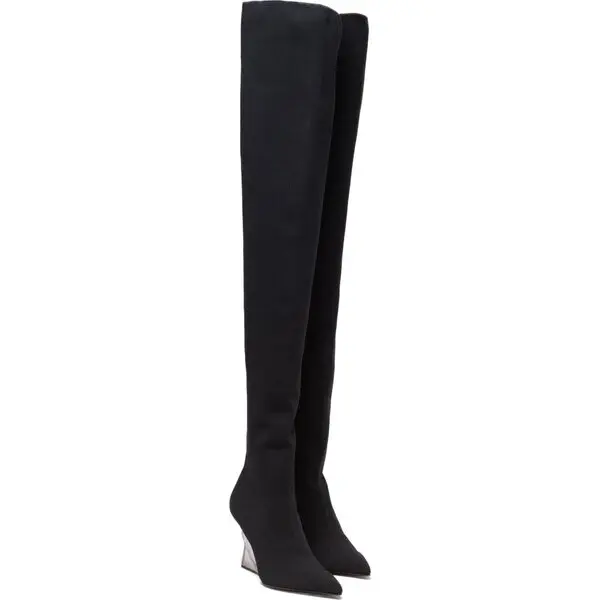 Balmain Wedge Knit Thigh-high Boots