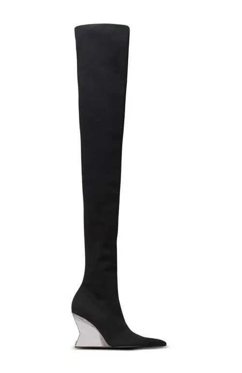 Balmain Wedge Knit Thigh-high Boots
