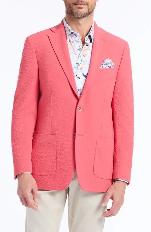 Robert Graham Harston Tailored Fit Pink Seersucker Sport Coat - Coral