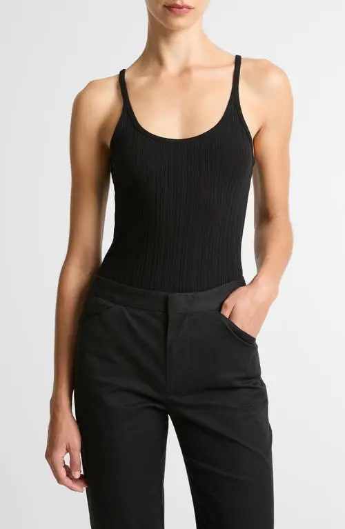 Vince Variegated Rib Tank - Black