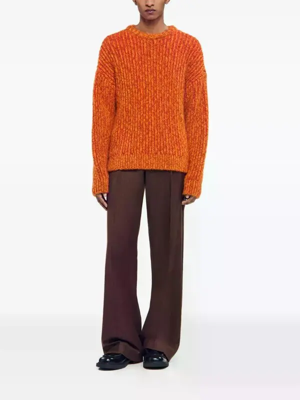 Sandro Round Neck Ribbed Sweater