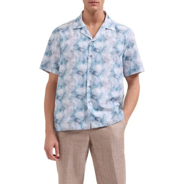 Bugatchi Jackson Palm Leaf Print Camp Shirt