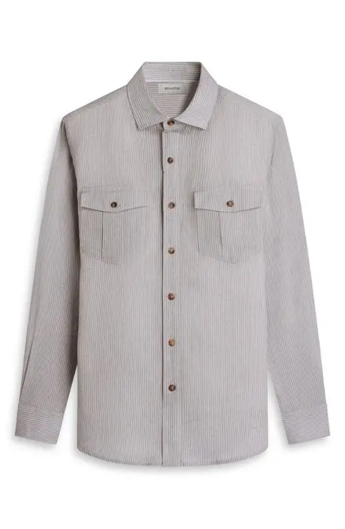 Bugatchi Stripe Shaped Fit Linen Button-up Shirt