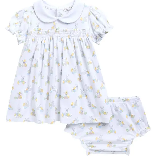KISSY KISSY Bunny Print Pima Cotton Dress And Bloomers Set - White Multi
