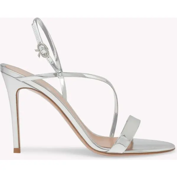 GIANVITO ROSSI Manhattan 95 Sandal - Metallic Silver Leather