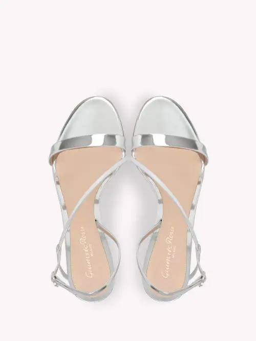 GIANVITO ROSSI Manhattan 95 Sandal - Metallic Silver Leather