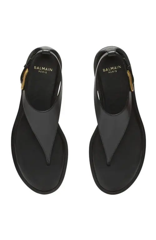 Balmain Anthem Flat Toe-post Sandals - Black