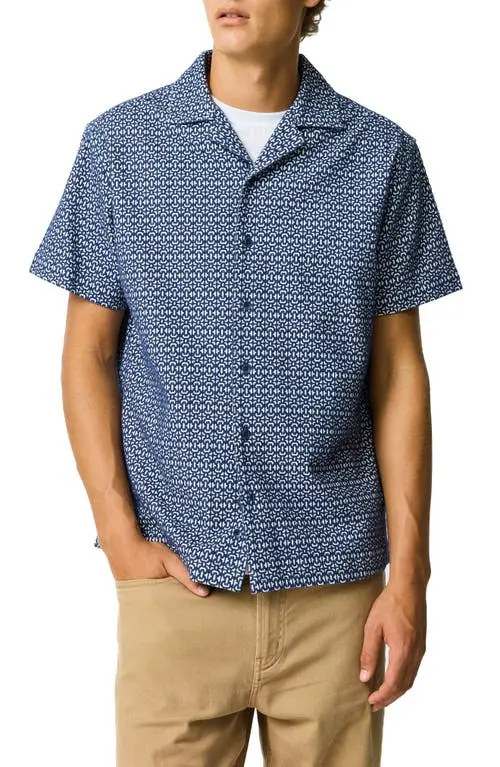 Rodd & Gunn Knightsbridge Geometric Embroidery Cotton Camp Shirt - Indigo