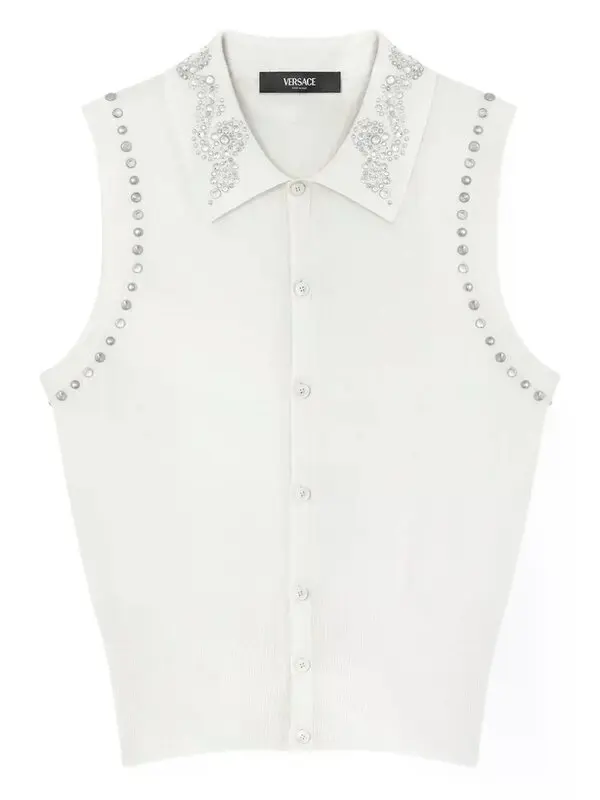 Versace Embellished Vest - White