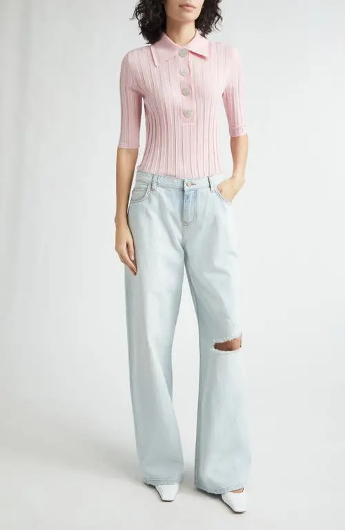 NACKIYE Sugarman Rib Wool Merino Polo - Rose