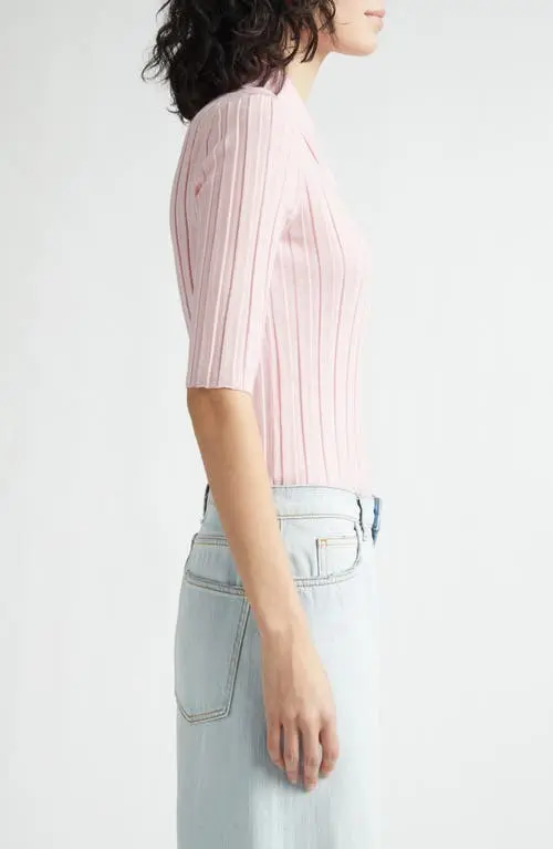 NACKIYE Sugarman Rib Wool Merino Polo - Rose