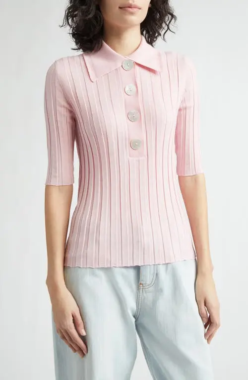 NACKIYE Sugarman Rib Wool Merino Polo - Rose