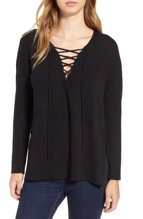 Astr The Label Lace-up Relaxed Sweater