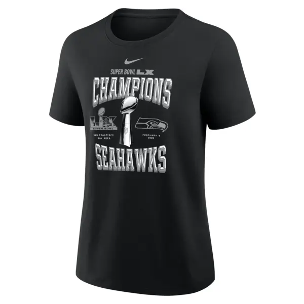 Nike Seattle Seahawks Super Bowl Lx Champions Nfl T-shirt - Black