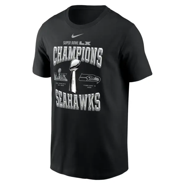 Nike Seattle Seahawks Super Bowl Lx Champions Trophy Collection Nfl T-shirt - Black