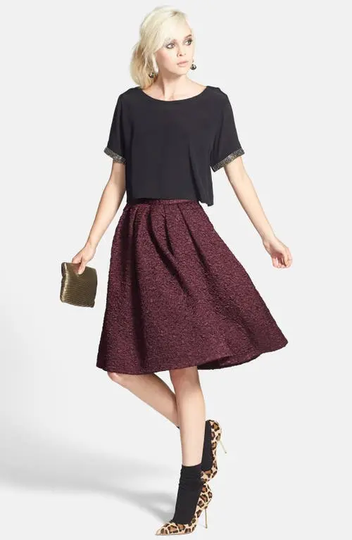 Astr The Label Textured Pleat Skirt