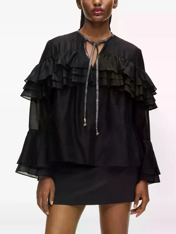 Karl Lagerfeld Ruffled Tie Blouse