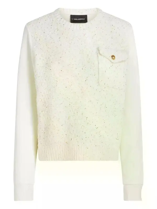 Karl Lagerfeld Bouclé Pocket Sweater - Neutrals