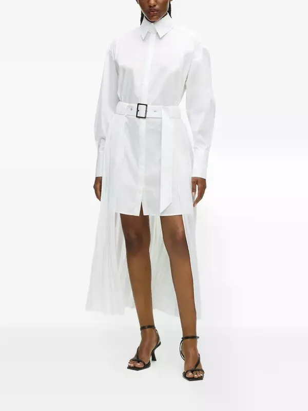 Karl Lagerfeld Pleated Belted Shirt Dress
