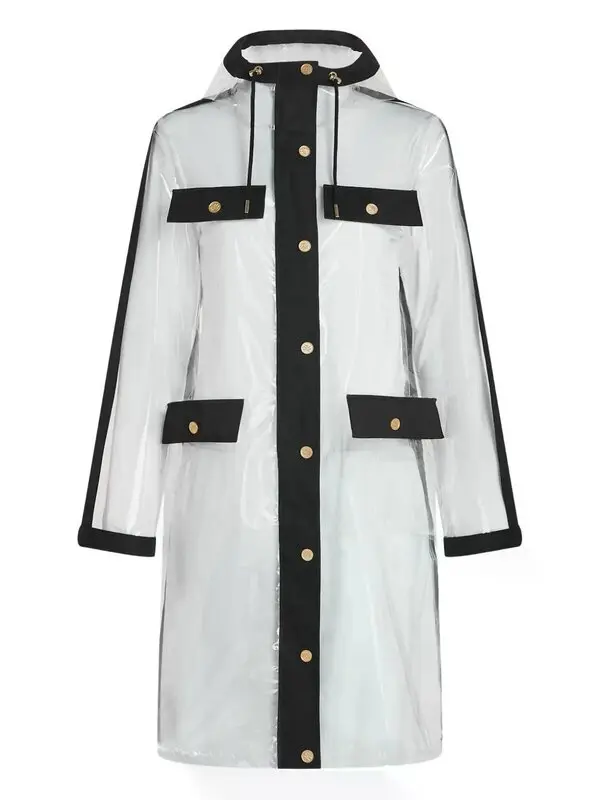 Karl Lagerfeld Pockets Hooded Raincoat - White