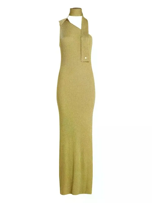 Karl Lagerfeld Metallic Knit Maxi Dress - Gold