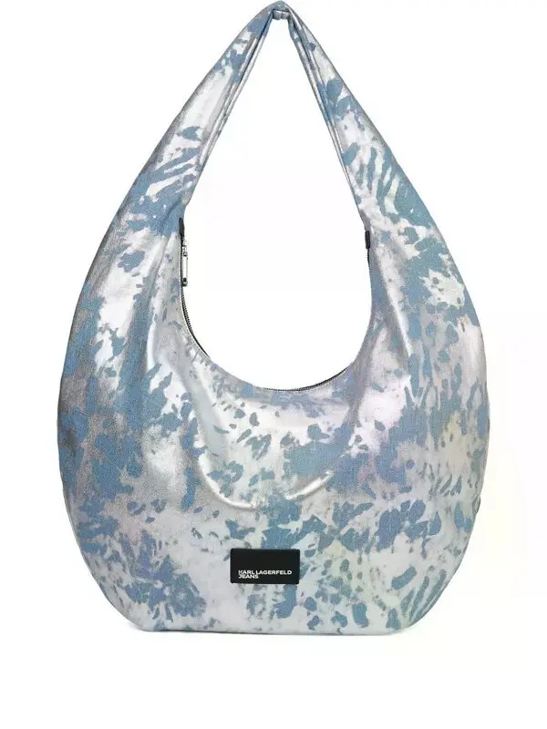 Karl Lagerfeld Logo-patch Denim Shoulder Bag - Silver