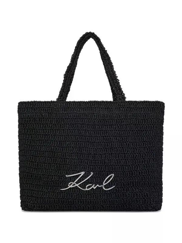 Karl Lagerfeld Crochet Beach Bag - Black