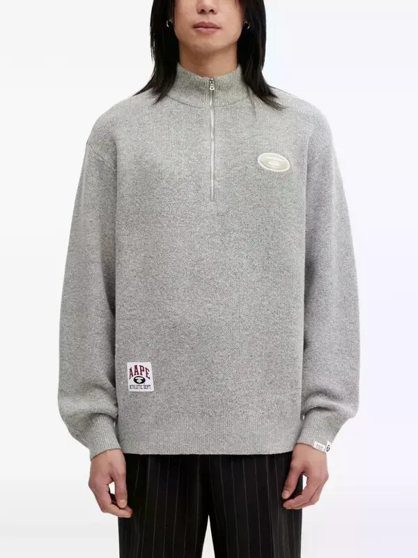 AAPE BY *A BATHING APE Moonface Half-zip Knit Sweater