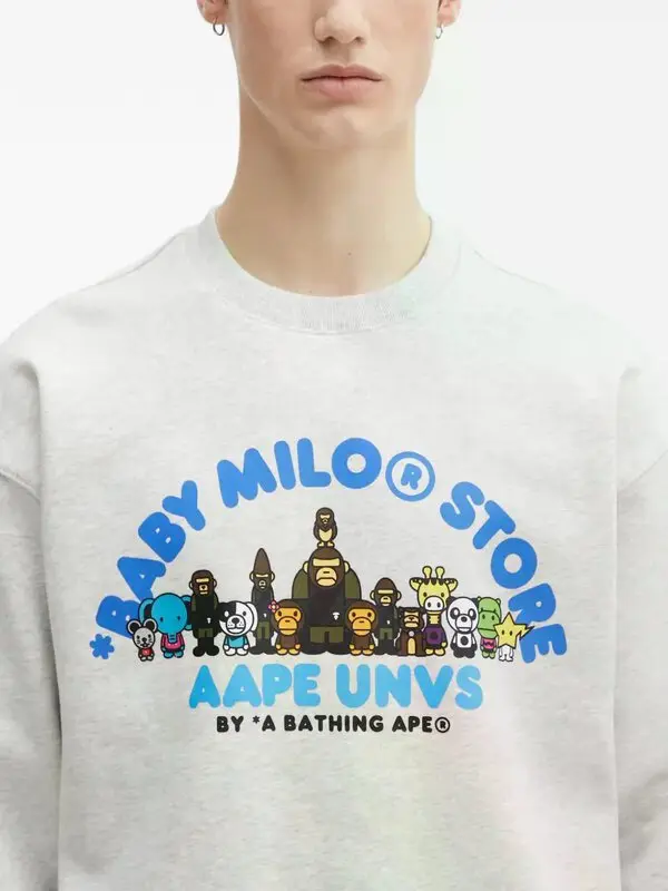 AAPE BY *A BATHING APE X Baby Milo Store Aapeunvs Crew Neck Sweatshirt - Grey
