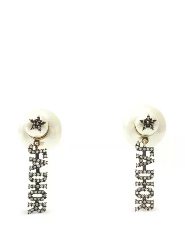 Dior 2010s Star-detail Rhinestone Earrings - Gold