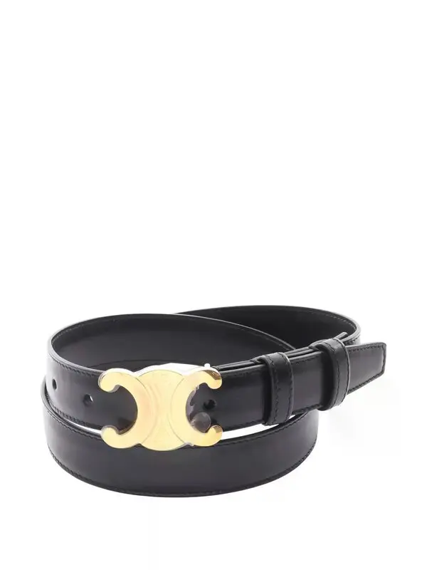 Celine 2020s Triomphe Leather Belt - Black