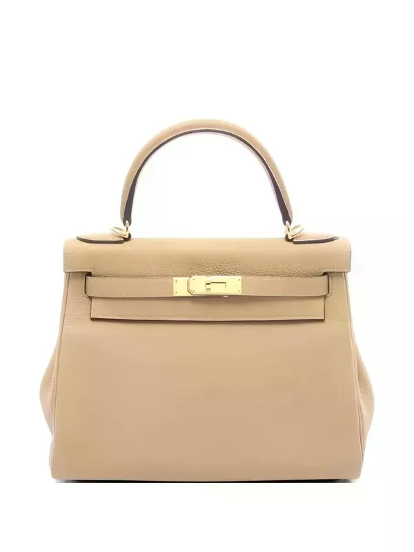 Hermès 2025 28 Kelly Leather Tote Bag - Neutrals