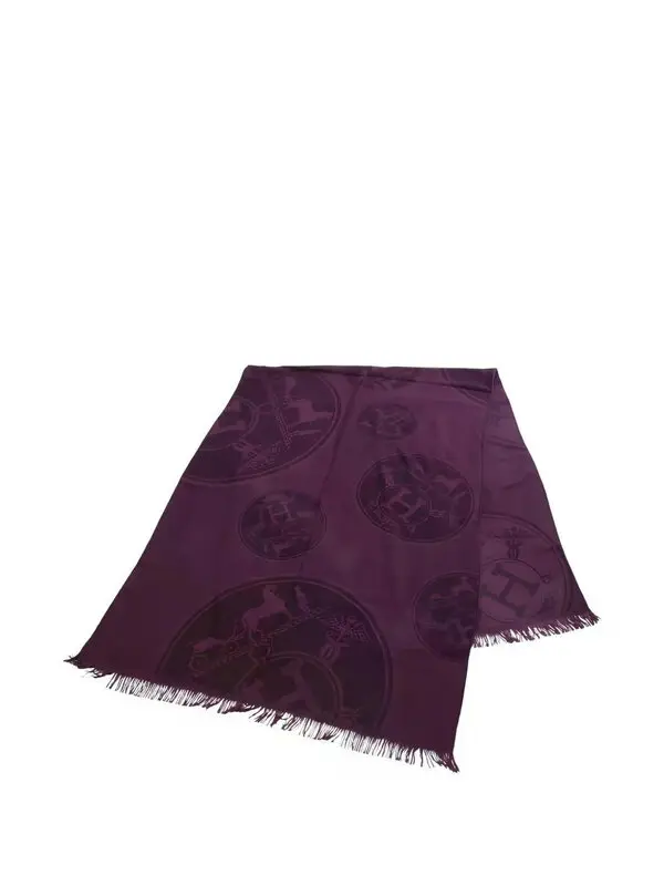 Hermès 2000s New Libris Patterned Shawl - Purple
