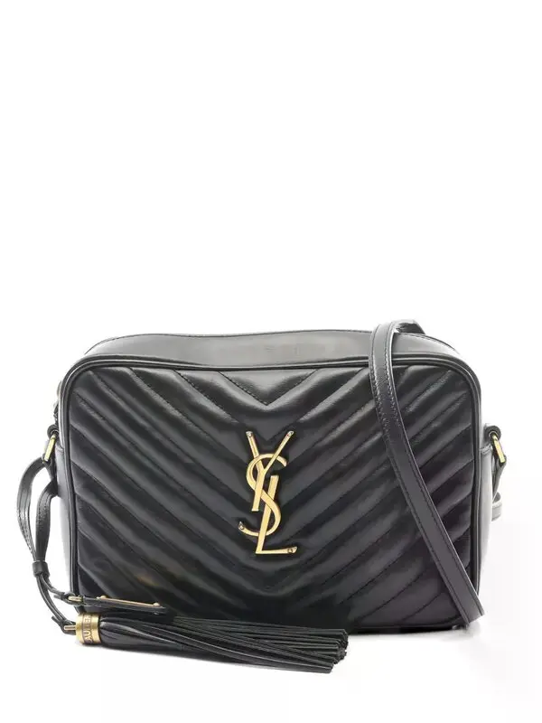 Saint Laurent 2010s Lou Chevron Leather Shoulder Bag - Black