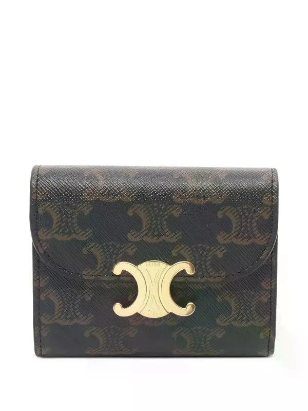 Celine 1920s Signature Triomphe Motif Wallet - Black