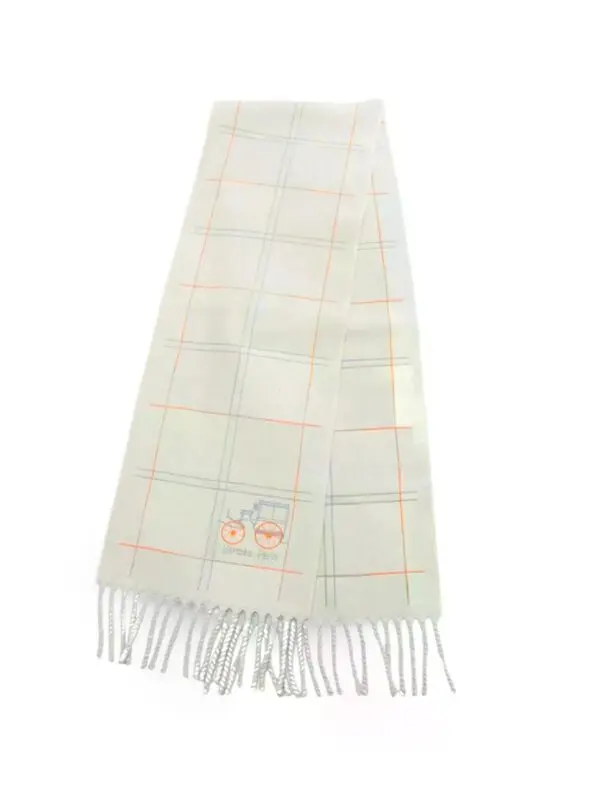Hermès 10s Embroidered Cashmere Scarf - Neutrals