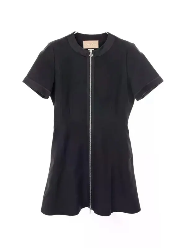 Gucci 10s Front-zip Short-sleeves Dress - Black