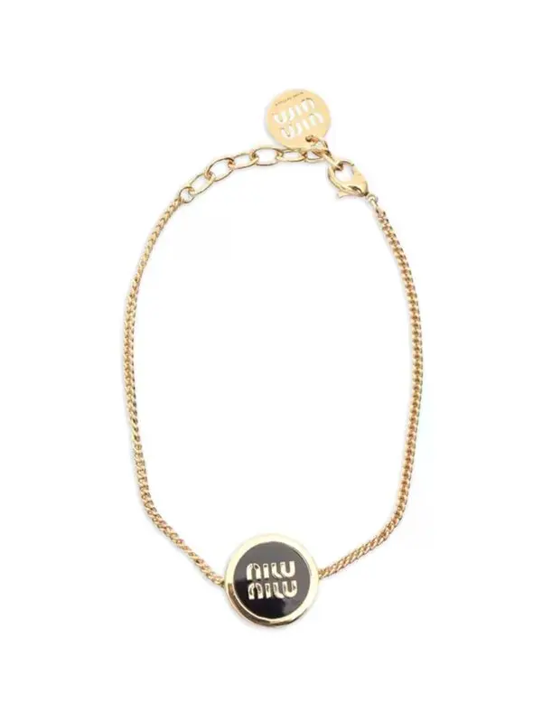 Miu Miu 20s Logo Enamel Bracelet - Gold