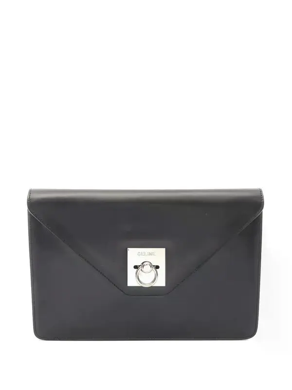 Celine 2000s Leather Clutch Bag - Black