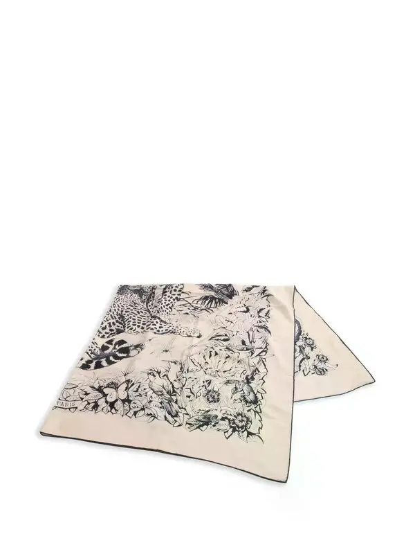 Hermès 2000s Jungle Love Cashmere Silk Scarf - Neutrals