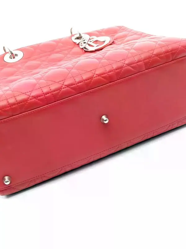 Dior Large Lady Canage Leather Handbag - Red