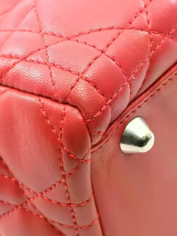 Dior Large Lady Canage Leather Handbag - Red