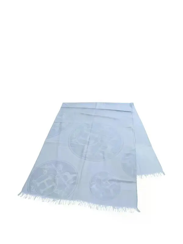 Hermès 2000s Logo-jacquard Scarf - Blue